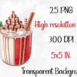 Watercolor Hot Chocolate Clipart, 25 PNG Hot Cocoa Clipart, Hot ...