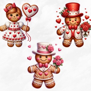 Watercolor Sweet Valentines Gingerbread Collection Clipart, 12 PNG ...