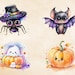 Watercolor Halloween Cute Collection Clipart, 27 PNG Halloween Clipart ...