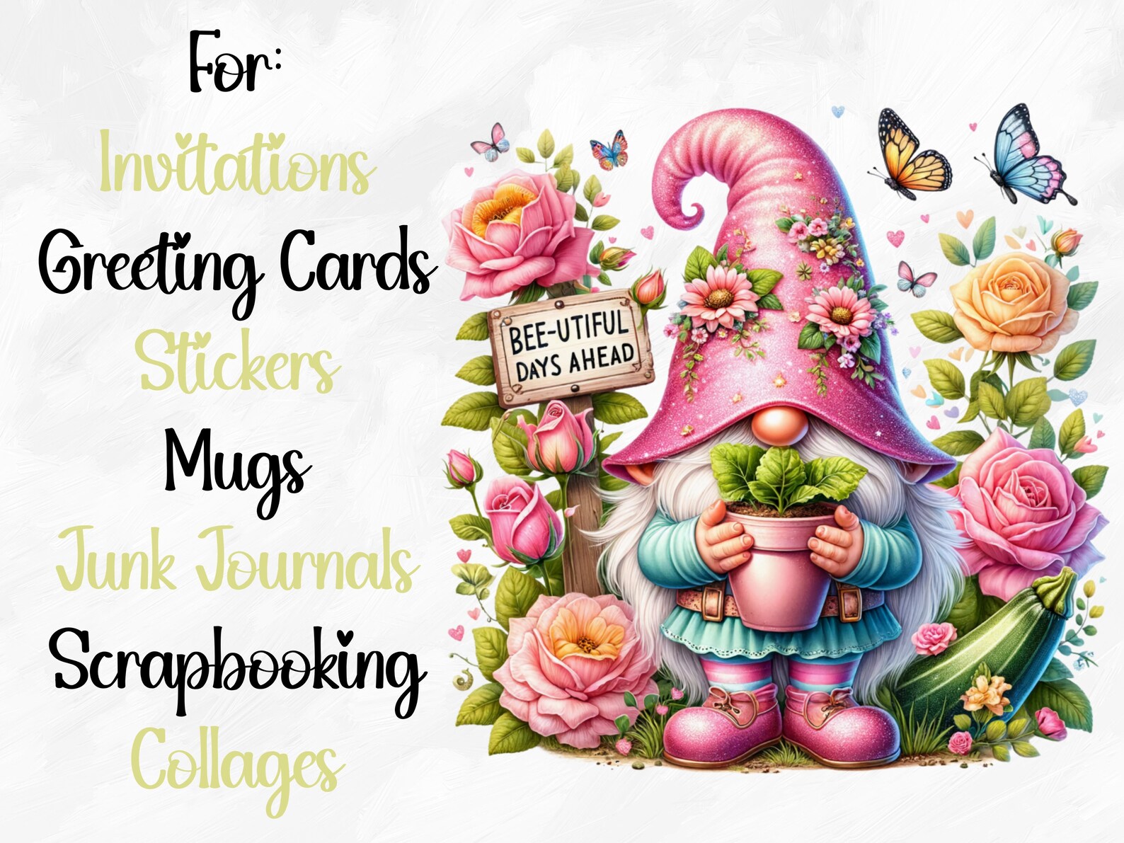 Watercolor Spring Garden Gnomes Clipart, 11 PNG Garden Gnome Clipart ...