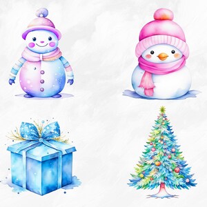 Watercolor Pastel Christmas Collection Clipart, 30 PNG Pastel Christmas ...