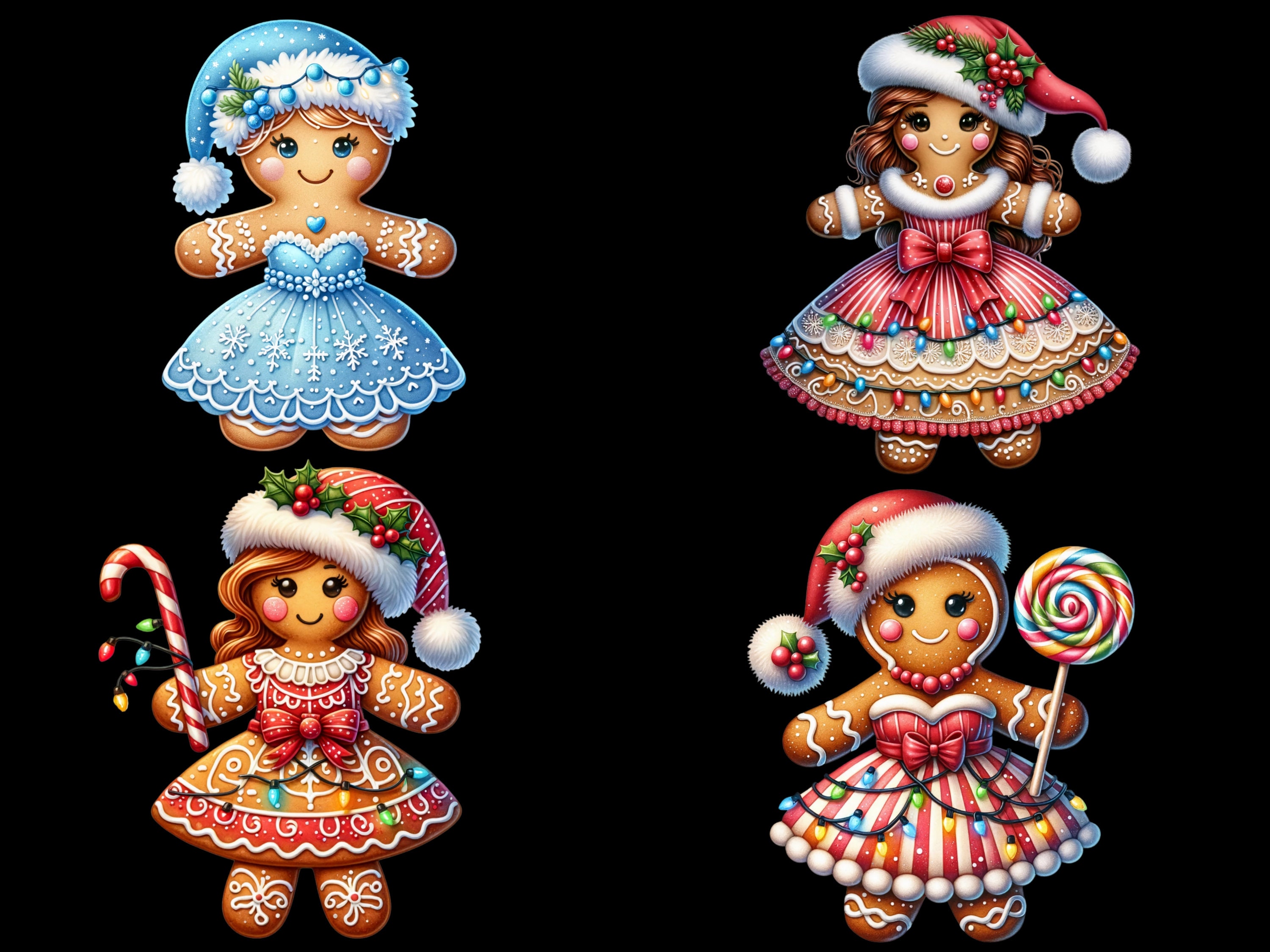 Watercolor Gingerbread Girl Clipart, 21 PNG Gingerbread Clipart Bundle ...