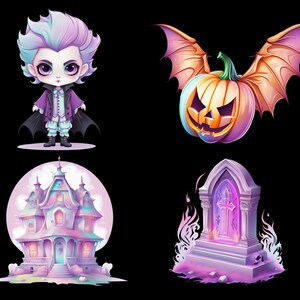 Watercolor Pastel Halloween Collection Clipart, 30 PNG Halloween ...