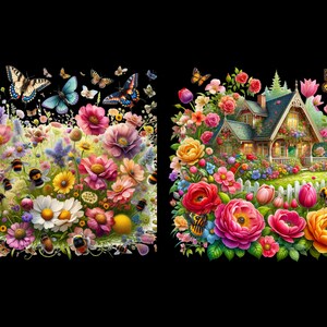 Watercolor Spring Garden Collection Clipart, 11 PNG Spring Floral ...