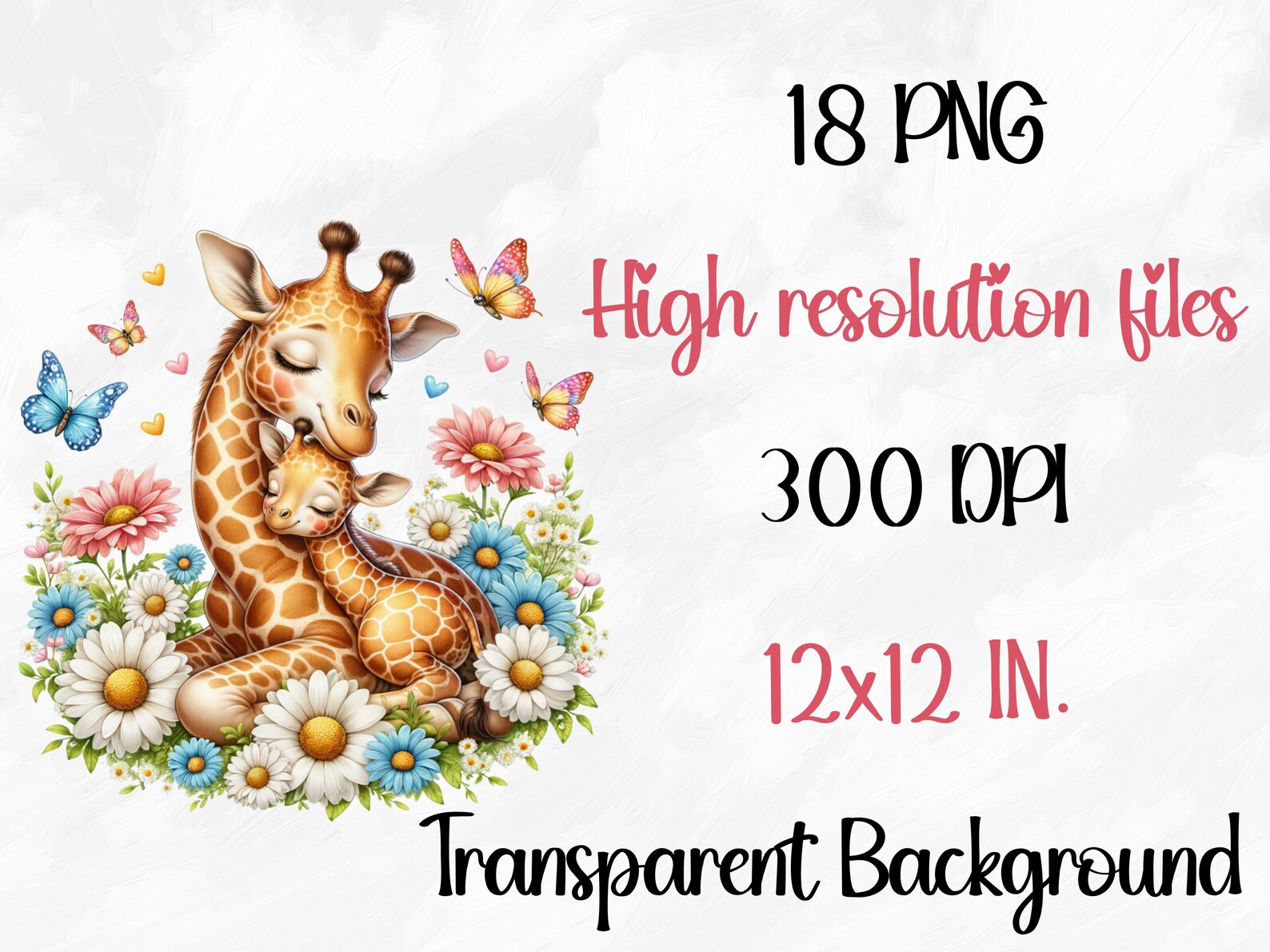 Watercolor Cute Mother and Baby Safari Animals Clipart, 18 PNG Baby ...