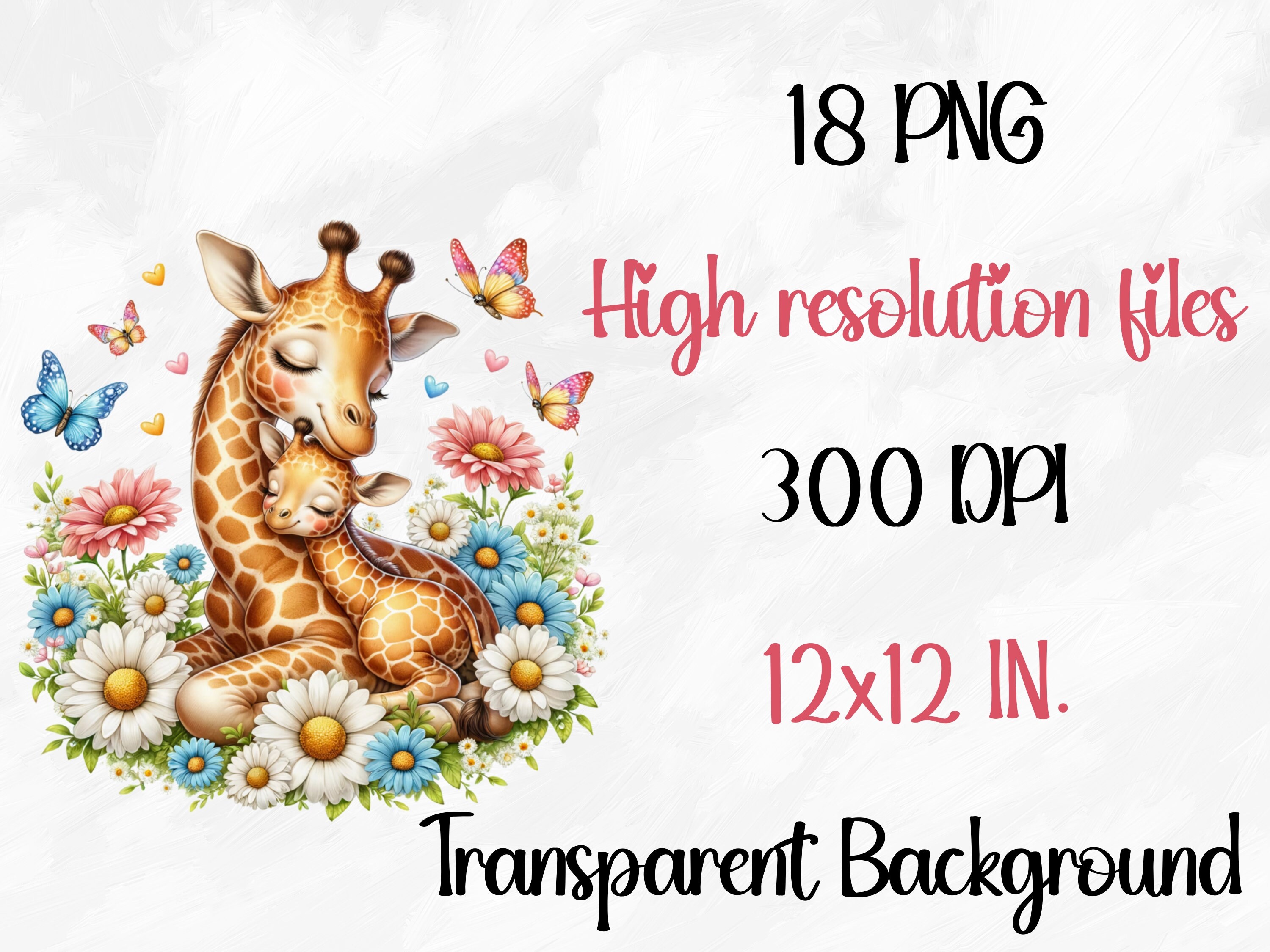 Watercolor Cute Mother and Baby Safari Animals Clipart, 18 PNG Baby ...