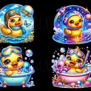 Watercolor Rubber Ducks Clipart, 22 PNG Rubber Ducks Clipart, Cute ...