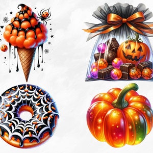 Watercolor Halloween Candy Shop Collection Clipart, 37 PNG Halloween ...