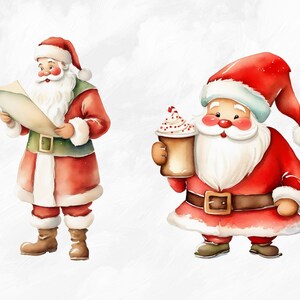 Watercolor Santa Claus Clipart, 10 PNG Christmas Santa Claus Clip Art ...