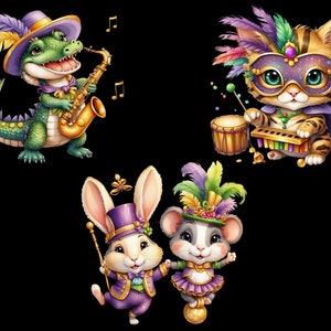 Watercolor Cute Mardi Gras Collection Clipart, 15 PNG Mardi Gras ...