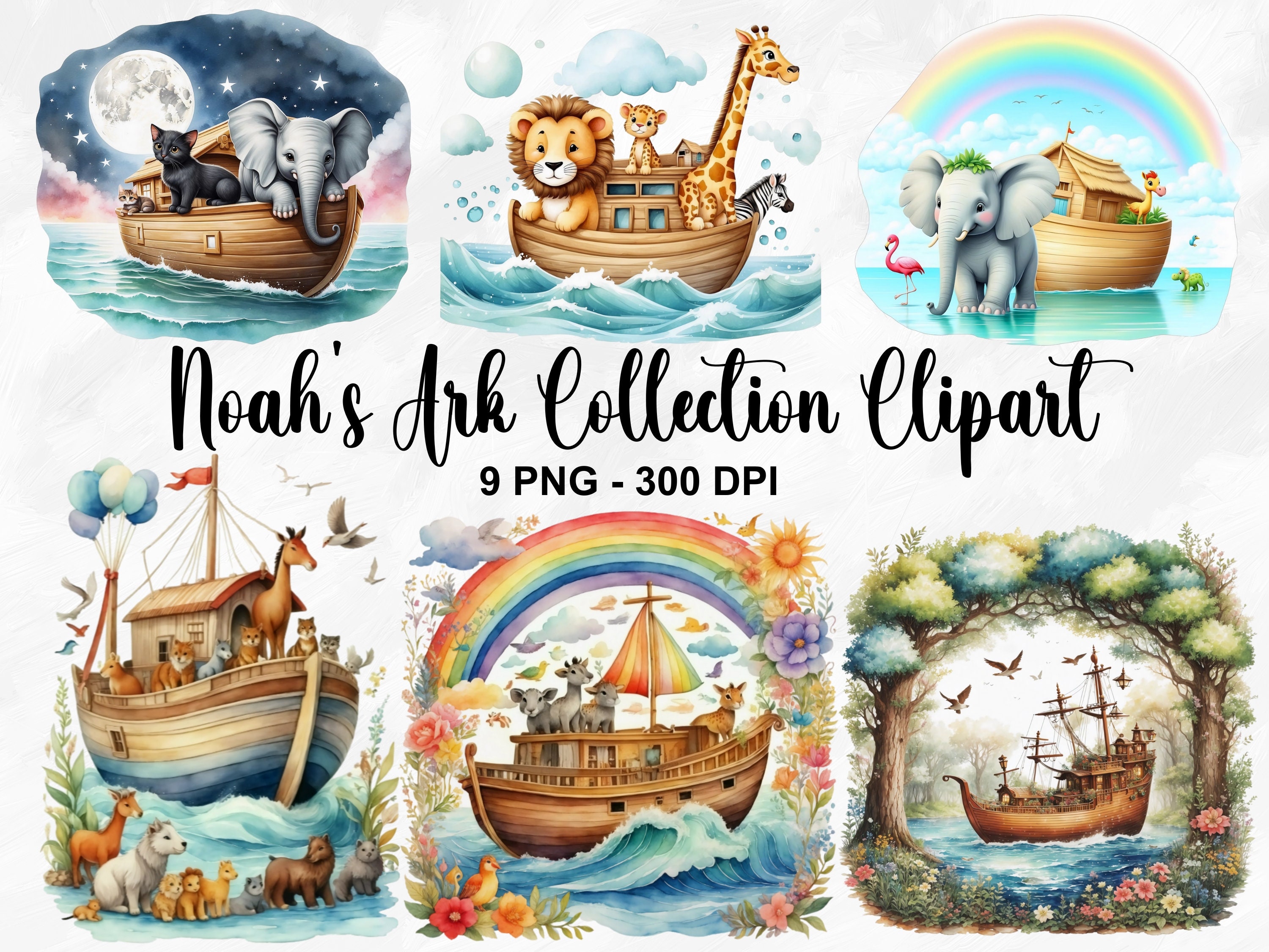 Watercolor Noah's Ark Collection Clipart 9 PNG Noah's - Etsy Australia