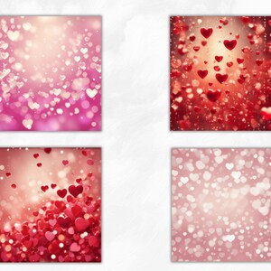 Bokeh Valentine Digital Paper, Printable Valentine, Romantic Heart ...