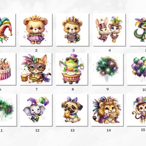 Watercolor Cute Mardi Gras Collection Clipart, 15 PNG Mardi Gras ...