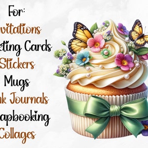 Watercolor Spring Flowers Cupcake Collection Clipart, 24 PNG Spring ...