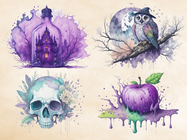 Watercolor Pastel Witch Clipart 40 PNG Watercolor Witch - Etsy