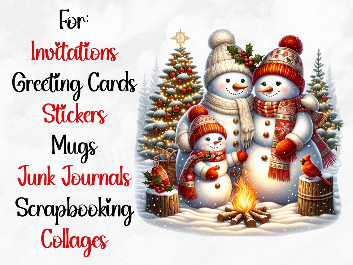 Watercolor Christmas Snowman Collection Clipart, 20 PNG Christmas ...