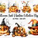 Watercolor Halloween Jack O Lantern Collection Clipart, 30 PNG ...