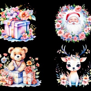 Watercolor Pastel Christmas Collection Clipart, 30 PNG Pastel Christmas ...