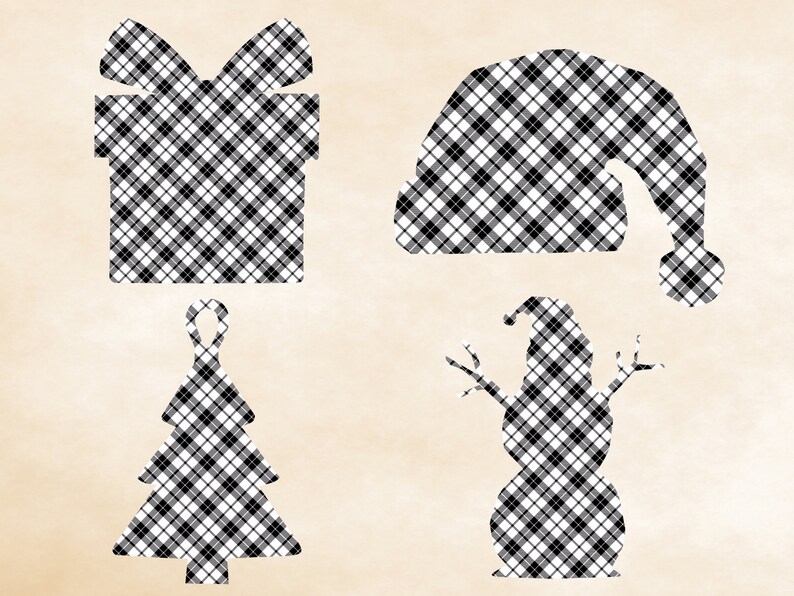 Christmas Buffalo Plaid Collection Clipart 24 PNG Buffalo - Etsy