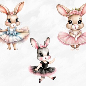 Watercolor Ballerina Bunny Collection Clipart, 15 PNG Ballet Bunnies ...