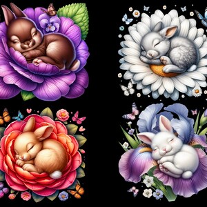 Watercolor Sleeping Baby Bunny Clipart, 18 PNG Bunny Graphics Clipart ...