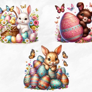 Watercolor Peeking Bunny Collection Clipart, 11 PNG Easter Clipart ...