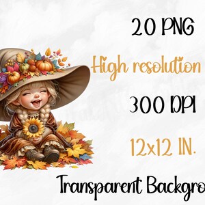 Watercolor Autumn Gnomes Collection Clipart, 20 PNG Pumpkin Gnomes ...
