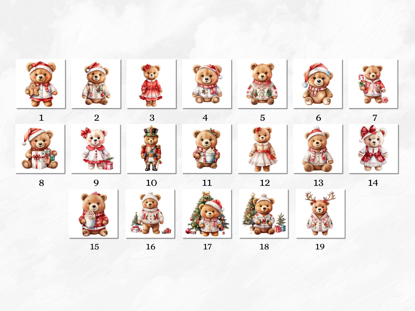 Watercolor Christmas Teddy Bear Clipart 19 PNG Holiday Teddy - Etsy