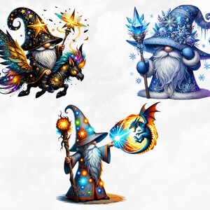 Watercolor Wizard Gnomes Collection Clipart, 15 PNG Gnome Clipart ...