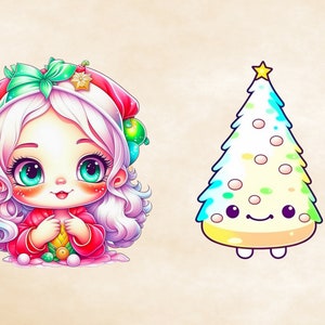 Watercolor Christmas Cuties Collection Clipart, 13 PNG Christmas ...
