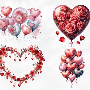 Watercolor Valentine's Day Clipart, 31 PNG Valentine's Day Pink & Red ...