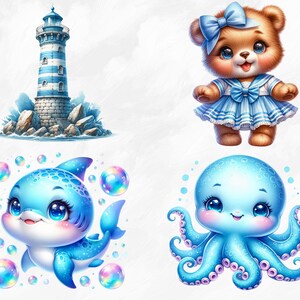 Watercolor Sailor Teddy Bear Collection Clipart, 39 PNG Baby Bear ...
