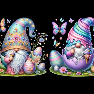 Watercolor Easter Egg Gnome Collection Clipart, 11 PNG Easter Clipart ...