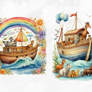 Watercolor Noah's Ark Collection Clipart, 9 PNG Noah's Ark Clipart ...