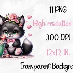 Watercolor Cute Milkshake Animals Clipart, 11 PNG Valentines Day ...