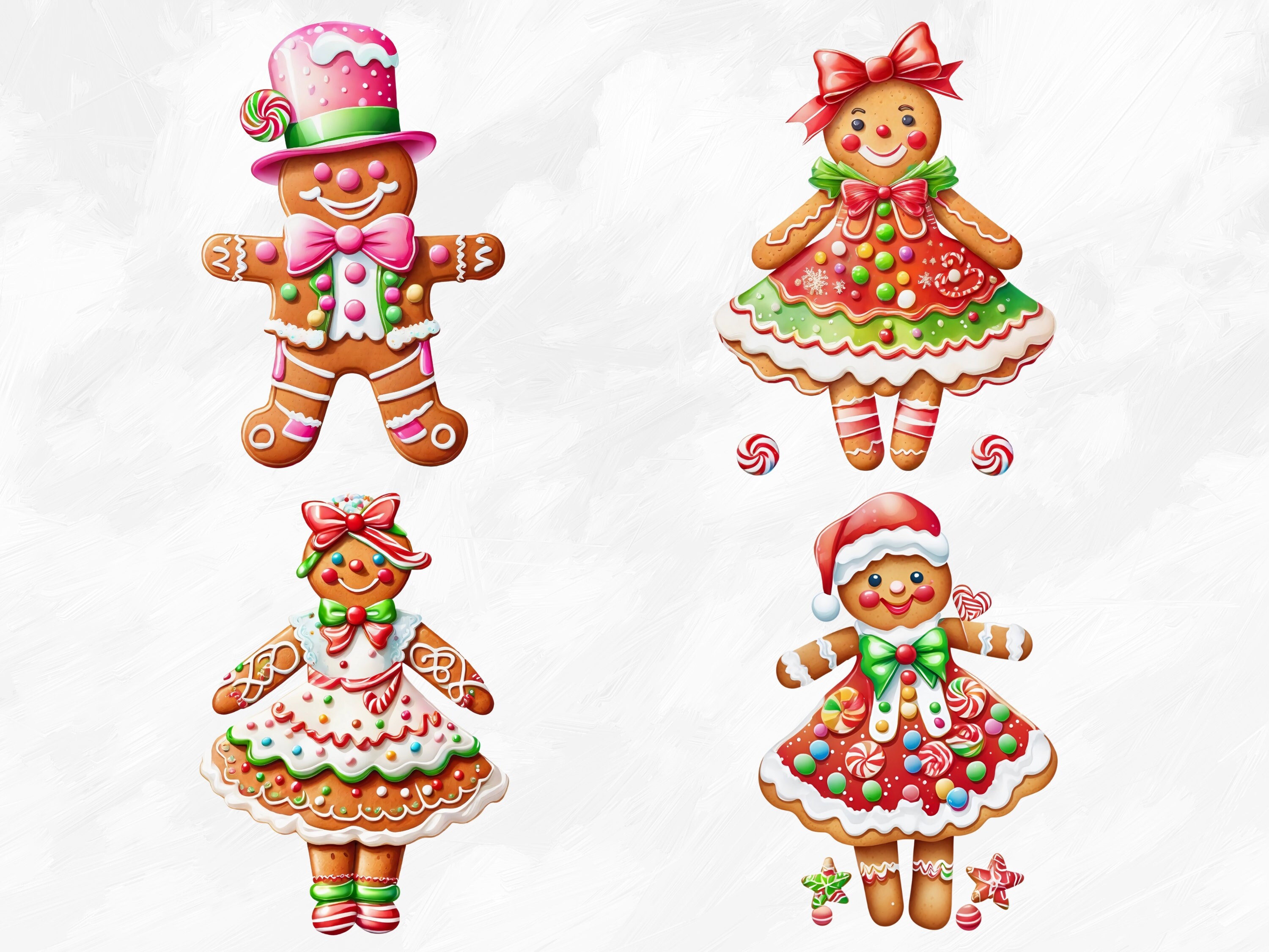 Watercolor Gingerbread Man Clipart, 18 PNG Gingerbread Clipart Bundle ...