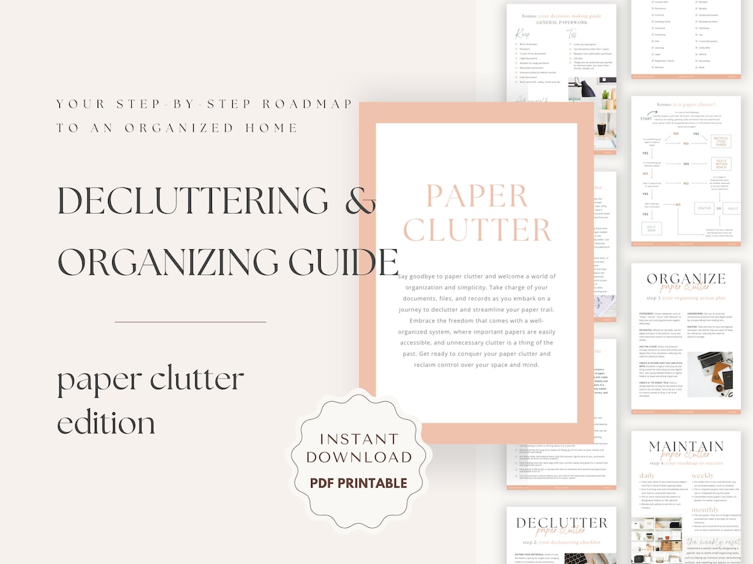 Home Organizing Decluttering Guide, Paper Decluttering, Checklist ...