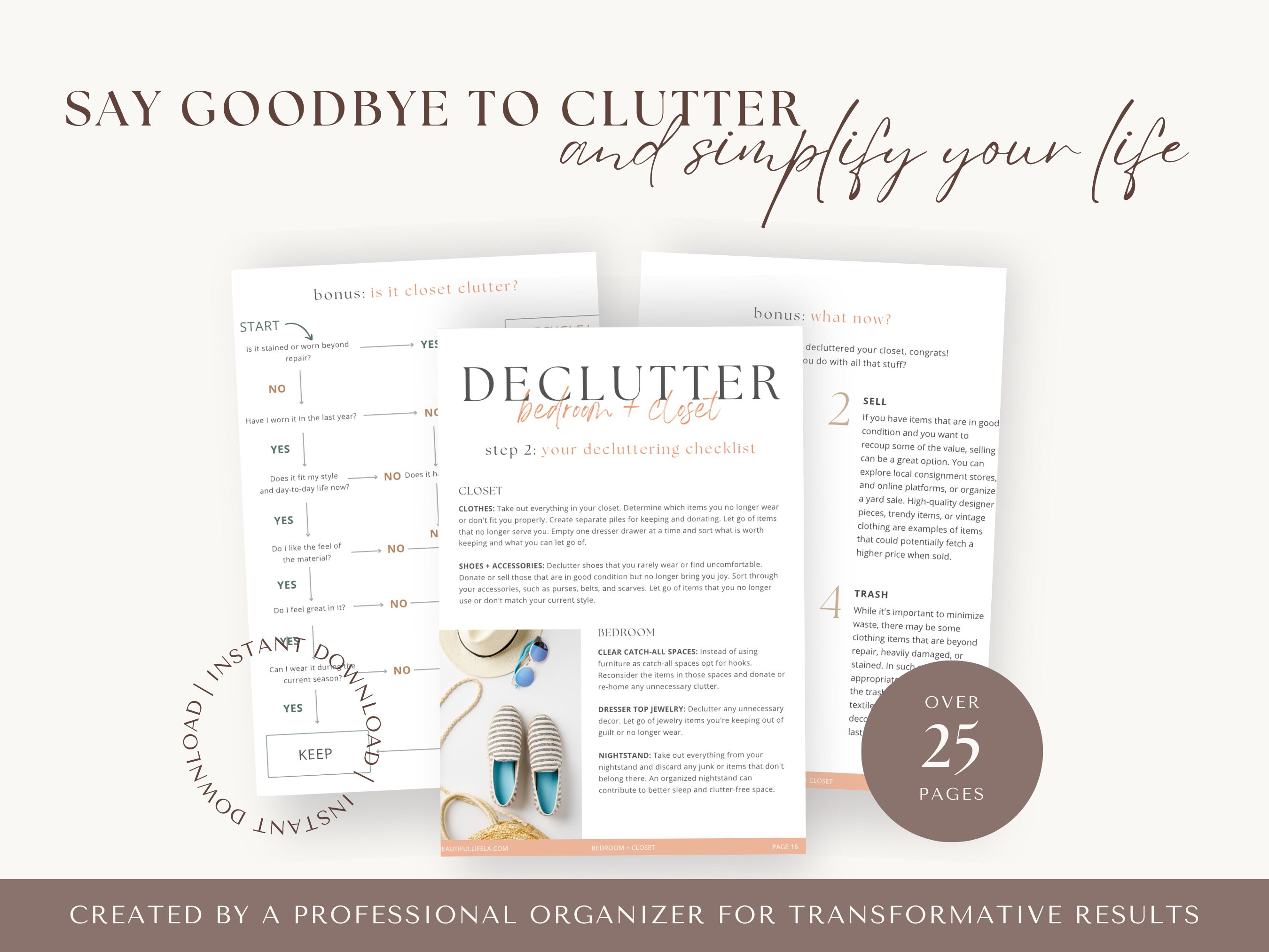 Home Organizing Decluttering Guide, Declutter Your Closet, Checklist ...