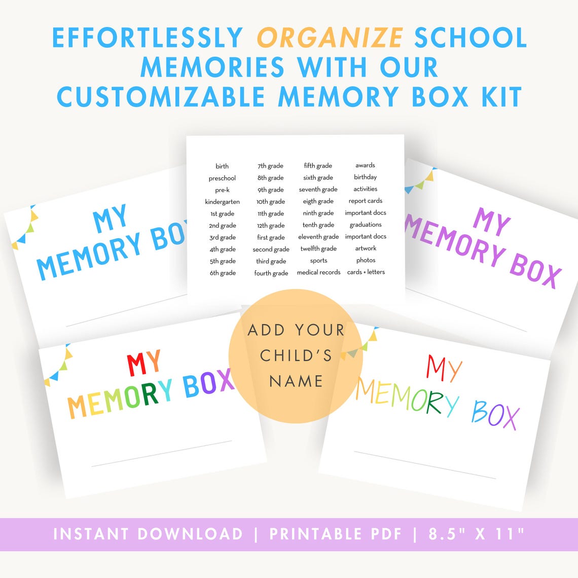 School Memory Box Kit Printable Kids Keepsake Interview Questions Kids ...