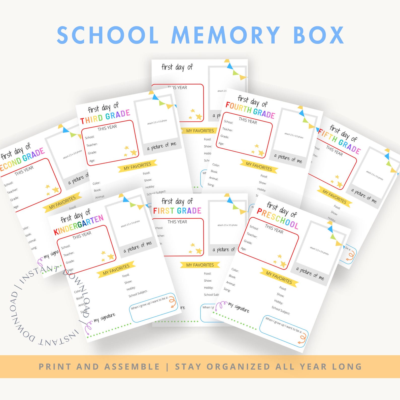 DIY School Memory Box Kit: Printable Keepsake Interview Questions (PDF ...