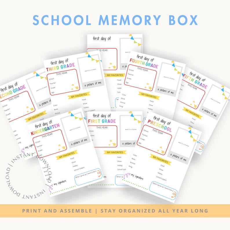 DIY School Memory Box Kit: Printable Keepsake Interview Questions (PDF ...