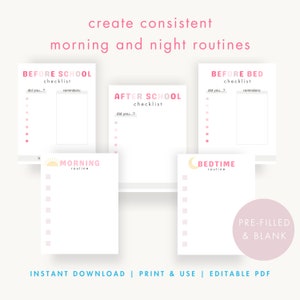 Editable Kids Chore Chart, Pink Cleaning Schedule, Reward Allowance ...
