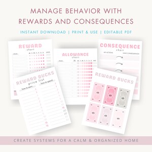 Editable Kids Chore Chart, Pink Cleaning Schedule, Reward Allowance ...