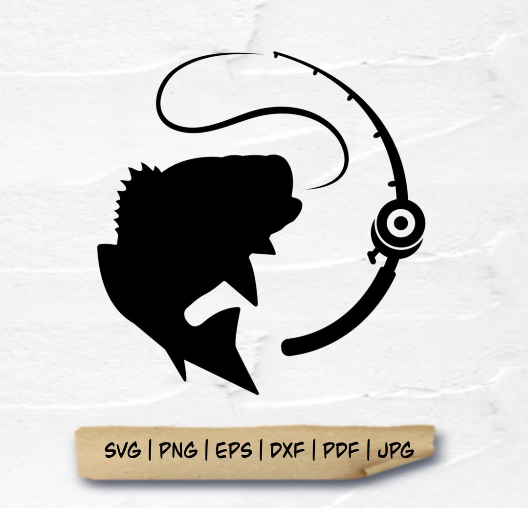 Bass Fishing SVG Fishing Rod SVG , Fishing Pole, Bass SVG Cut File ...