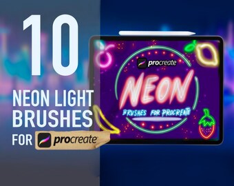 Procreate Neon Brushes, Procreate Glow Brushes, Procreate Light Pen Brushes, Neon Pen Brushes ...
