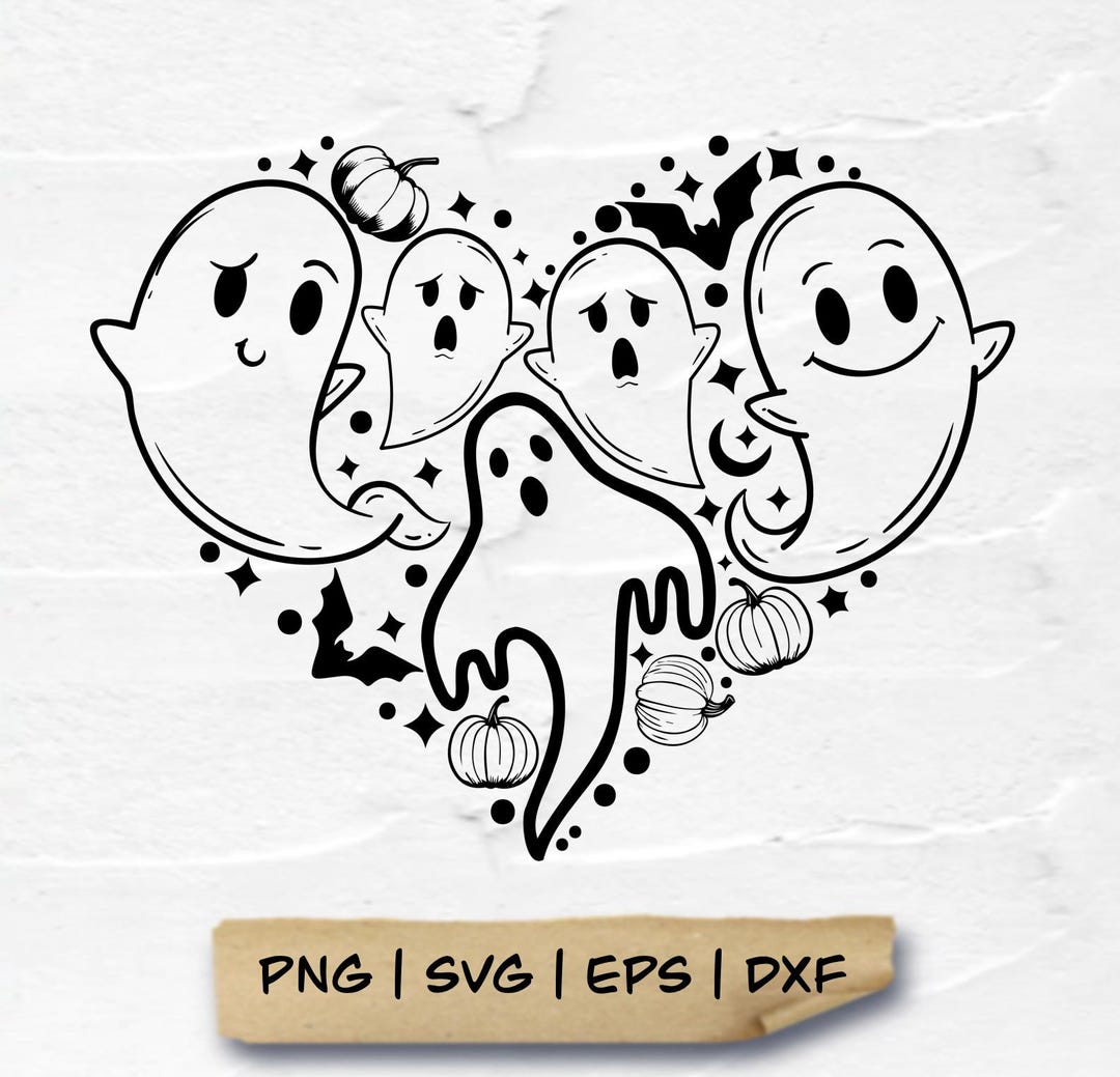 Ghost Heart SVG, Halloween Svg, Spooky Season Svg, Ghost Clip Art, Boo ...