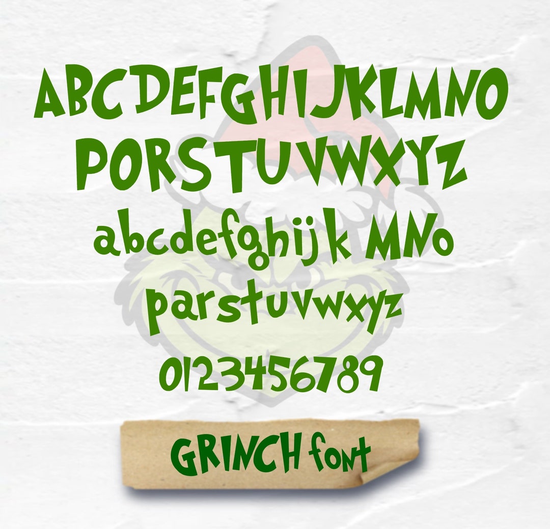Grinch Font Svg, Svg Font, Alphabet Svg, Green Character Font, Cartoon ...