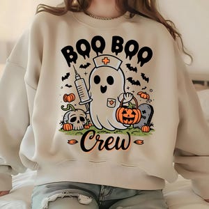 Boo Boo Crew Png, Cute Halloween Ghost Sublimation, Ghost With Syringe ...