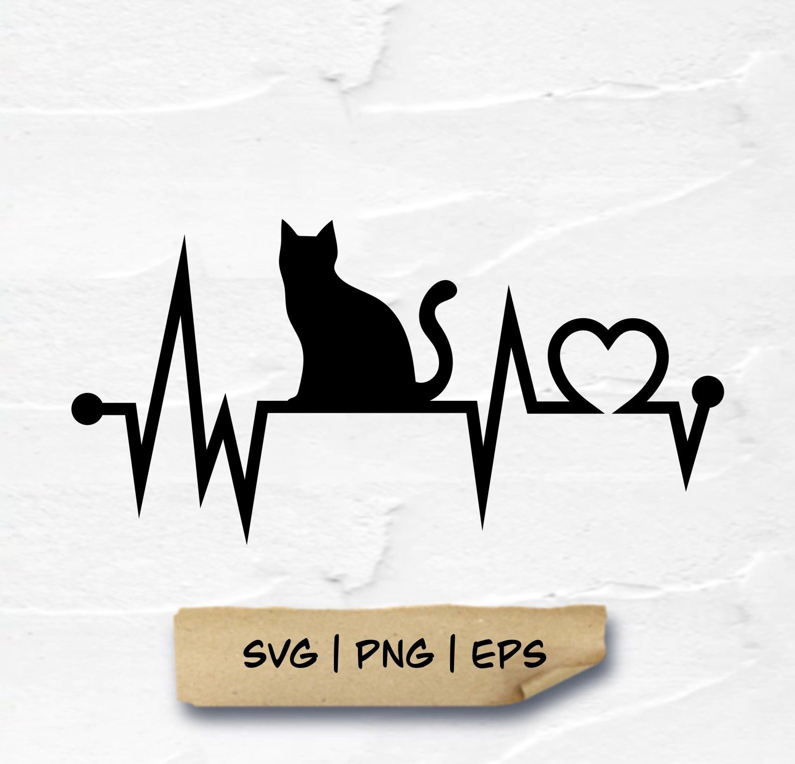 Cat Heartbeat SVG Love Cat Cat Heart Svg PNG EPS Svg for Shirts - Etsy