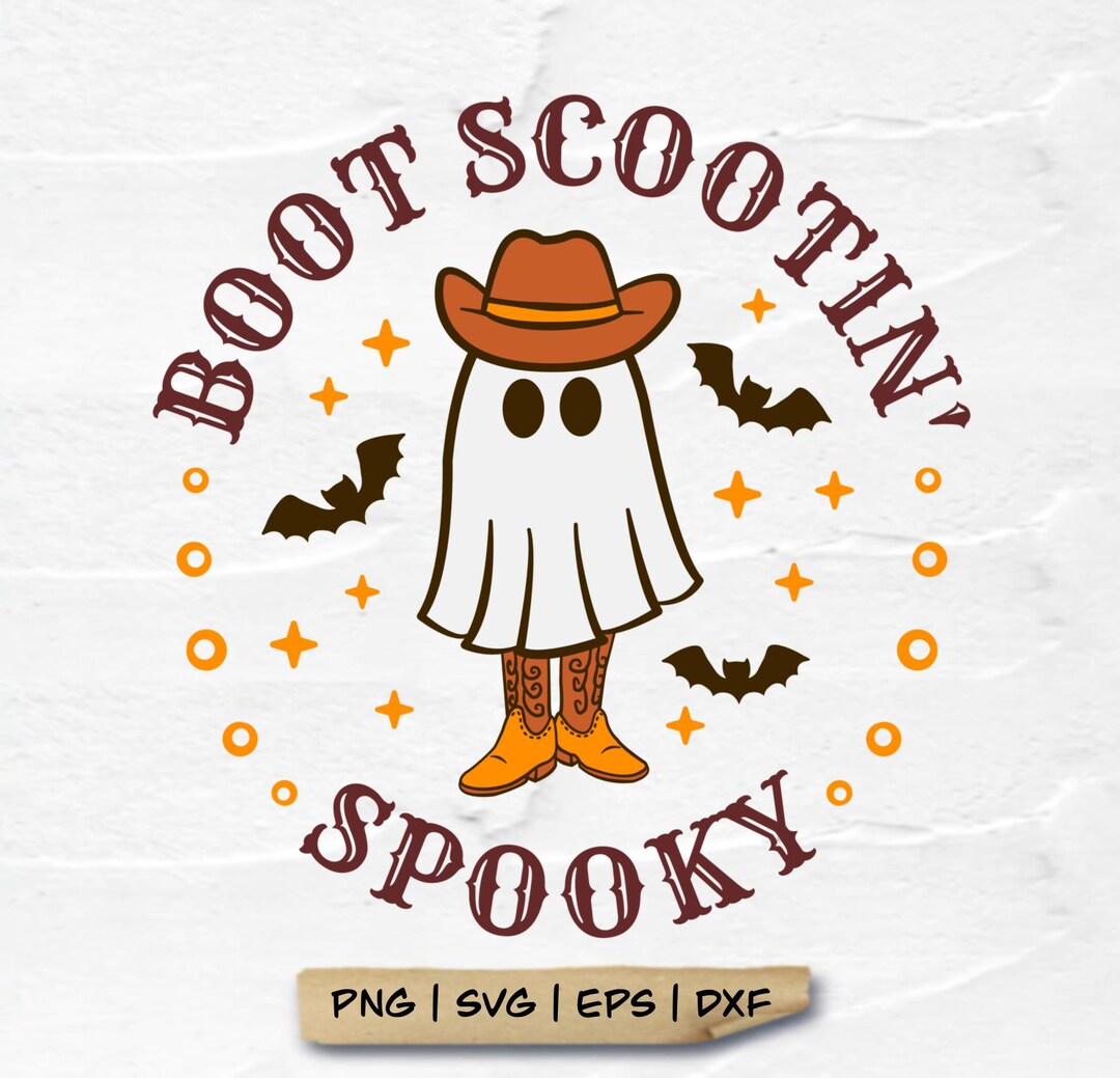 Boot Scoot Spooky Svg, Western Ghost Svg, Retro Halloween Design ...